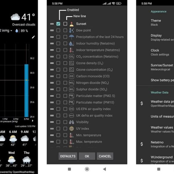 Nejlepší aplikace a widgety pro počasí bez reklam pro Android